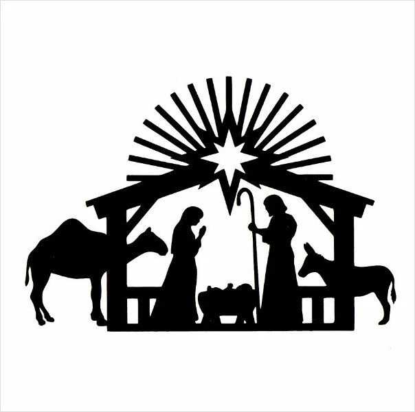 Christmas Nativity Black And White Clip Art