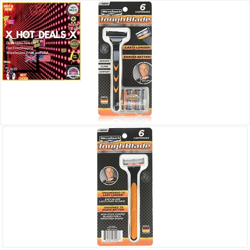 Buy Micro Touch Triple-Blade Razor with 6 Refill Cartridges Online at ...