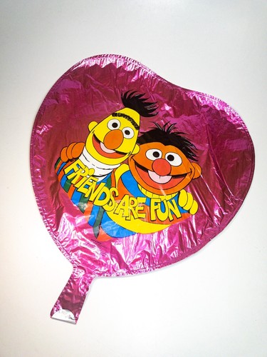 Vintage Bert & Ernie Heart Mylar Foil Balloon Jim Henson Sesame Street ...