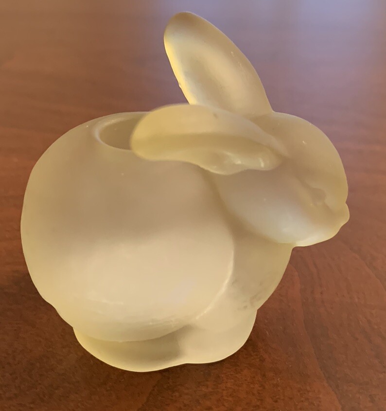 Williams Sonoma Pastel Yellow Frosted Glass Spring Rabbit Taper Candle ...