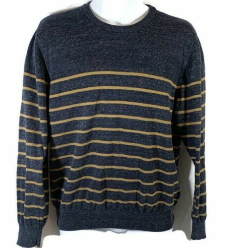 Route 66 Mens Sweater Gold Striped Sz XL Heathered Gray Pullover Long ...