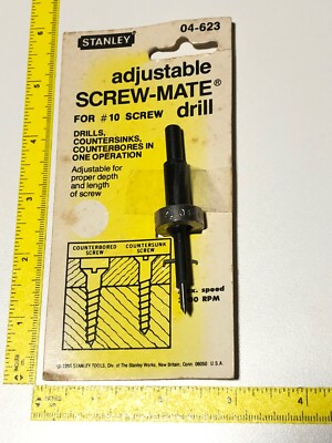 Stanley Screw-mate #10 Adjust Boatbuilder VTG NOS Countersink Drill Bit ...