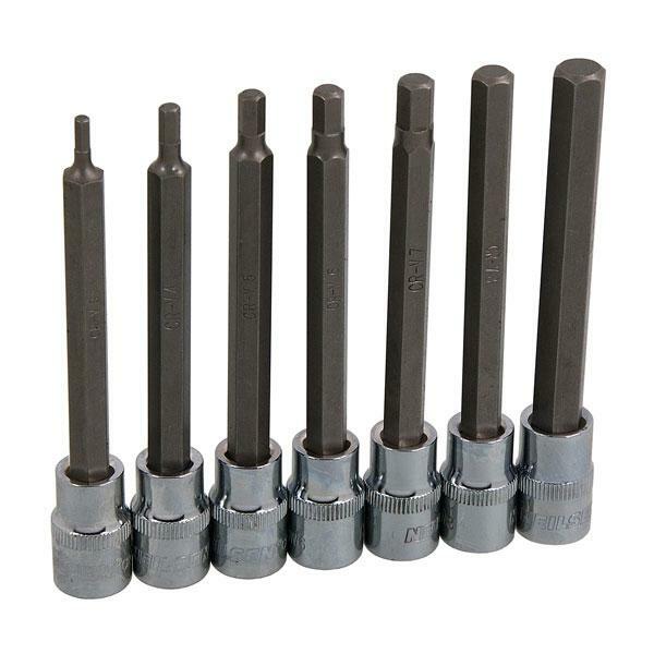 LONG ALLEN KEY / HEX BIT SOCKET SET 3/8" Drive Size 3mm 4mm 5mm 6mm 7mm ...