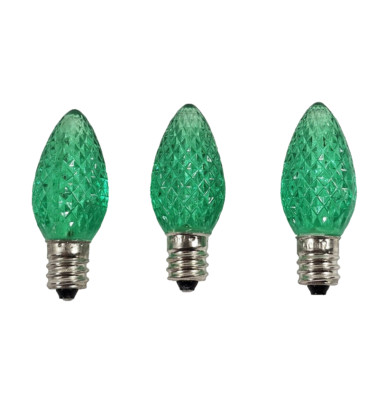 25 Green C7 LED Faceted Christmas Light Bulbs LED Bulb | eBay
