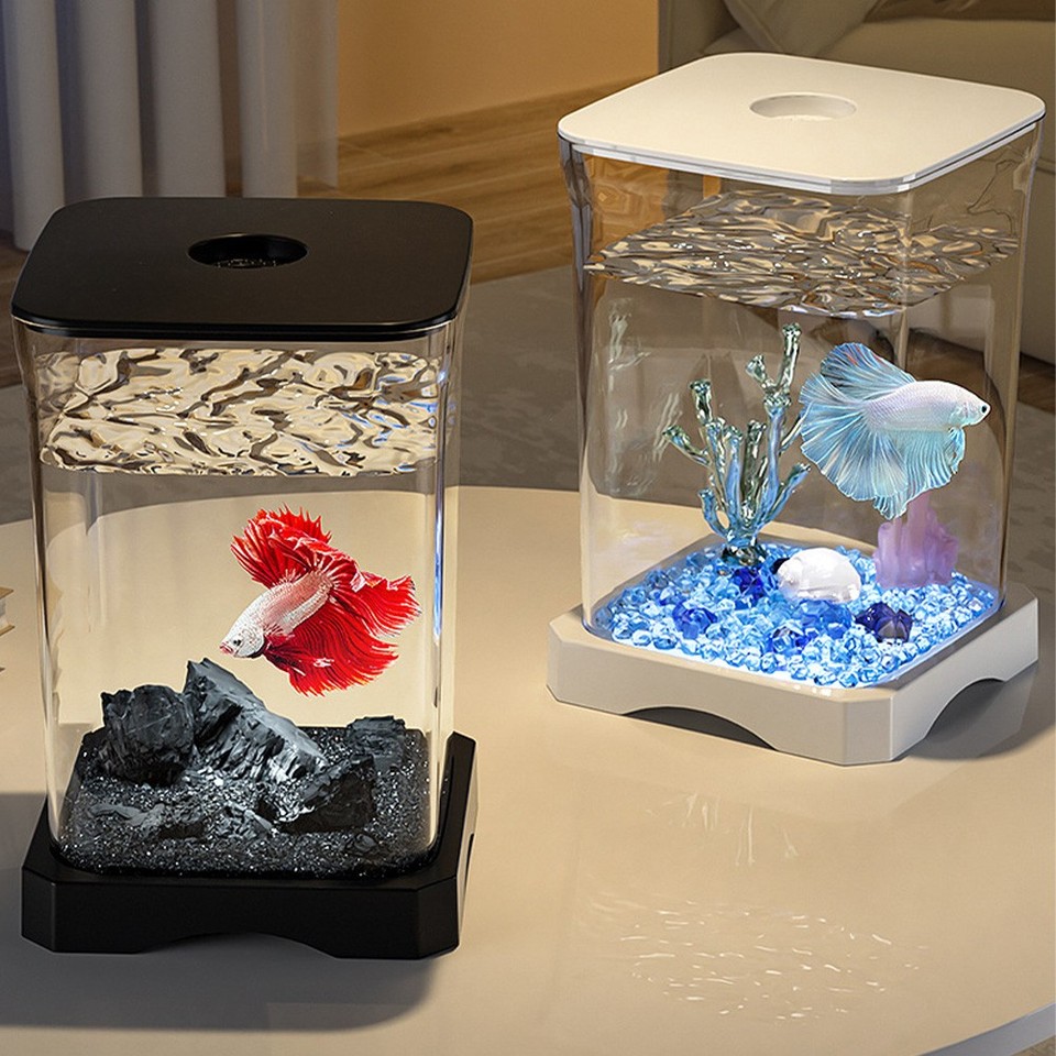Aquarium For Bettas With Light,Desktop Fish Tank, Betta Tank, Mini Home ...