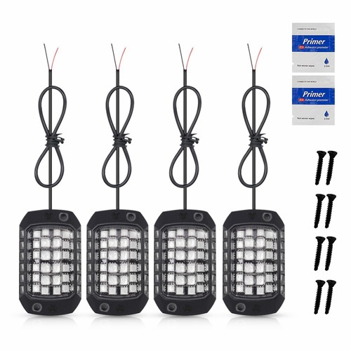 4 Pods Rock Lights Red Super Bright 36 LED Neon Underglow Light UTV ...