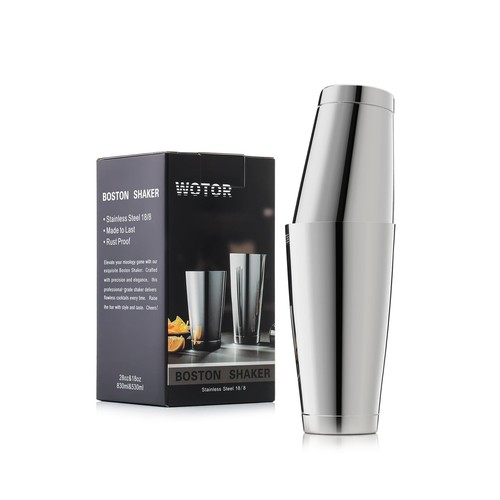 Boston Cocktail Shaker Set, 18 oz & 28 oz Stainless Steel Weighted ...