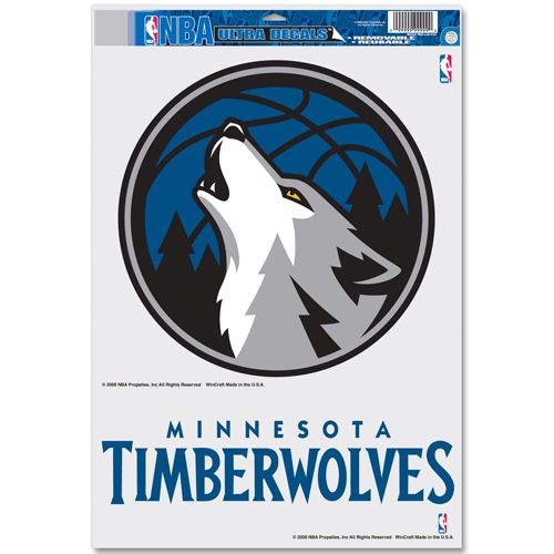 MINNESOTA TIMBERWOLVES LOGO ULTRA DECALS 11"X17" BRAND NEW FREE ...