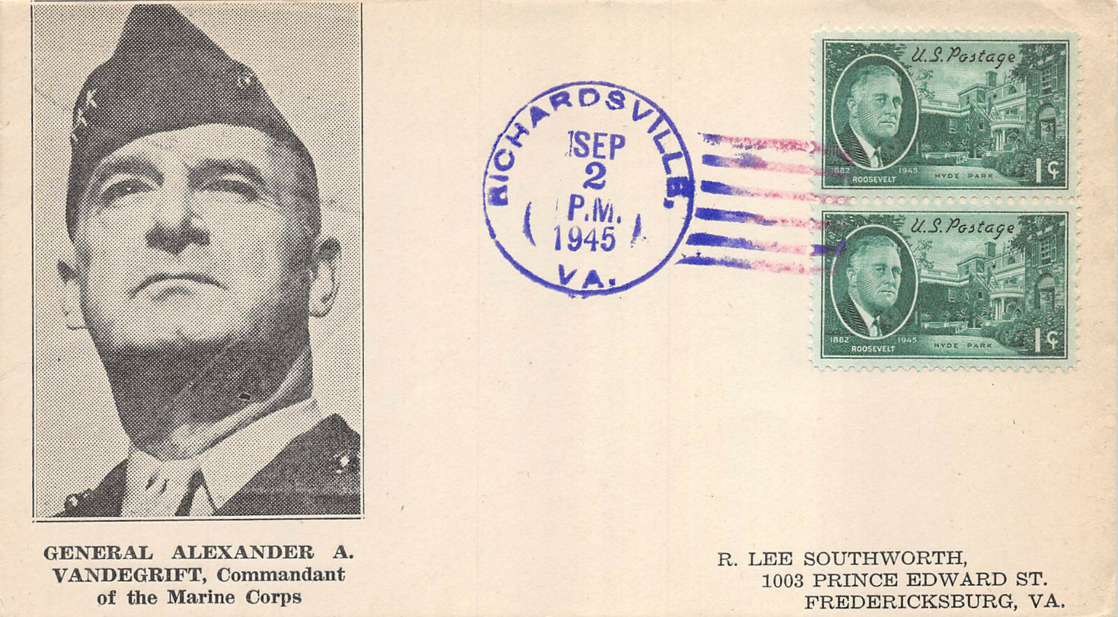 V-J Day - 9/2/45 Southworth, Gen. Alexander Vandergrift USMC Commandant ...