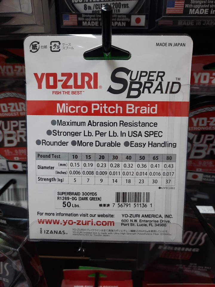 Yo-Zuri YZ SB 50 lb DG 300YD SuperBraid Fishing Line 50 lb Test 300 ...