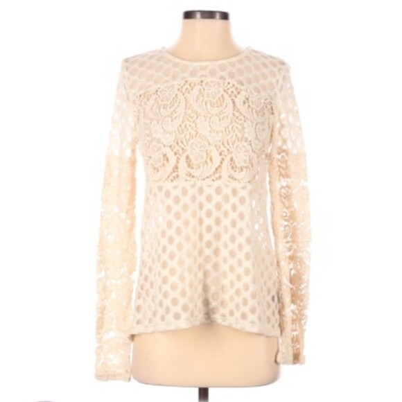 Sunday in Brooklyn Anthropologe ivory sheer lace interlude top | eBay