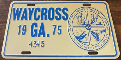 1975 Waycross Georgia Booster License Plate 4345 Ware County Rolling ...