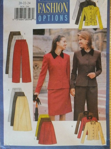 OOP BUTTERICK 5838 MS/Wmns Top/Jacket Skirts & Pants PATTERN 8-10-12/20 ...