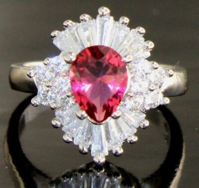 Brilliant Elegant Created Ruby & White Topaz Ring | eBay