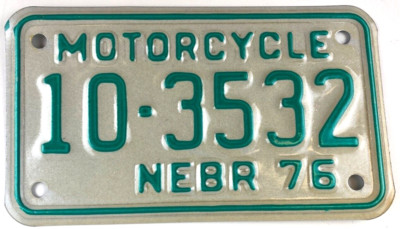 Nebraska 1976 Motorcycle License Plate Man Cave Vintage Platte Co Wall ...