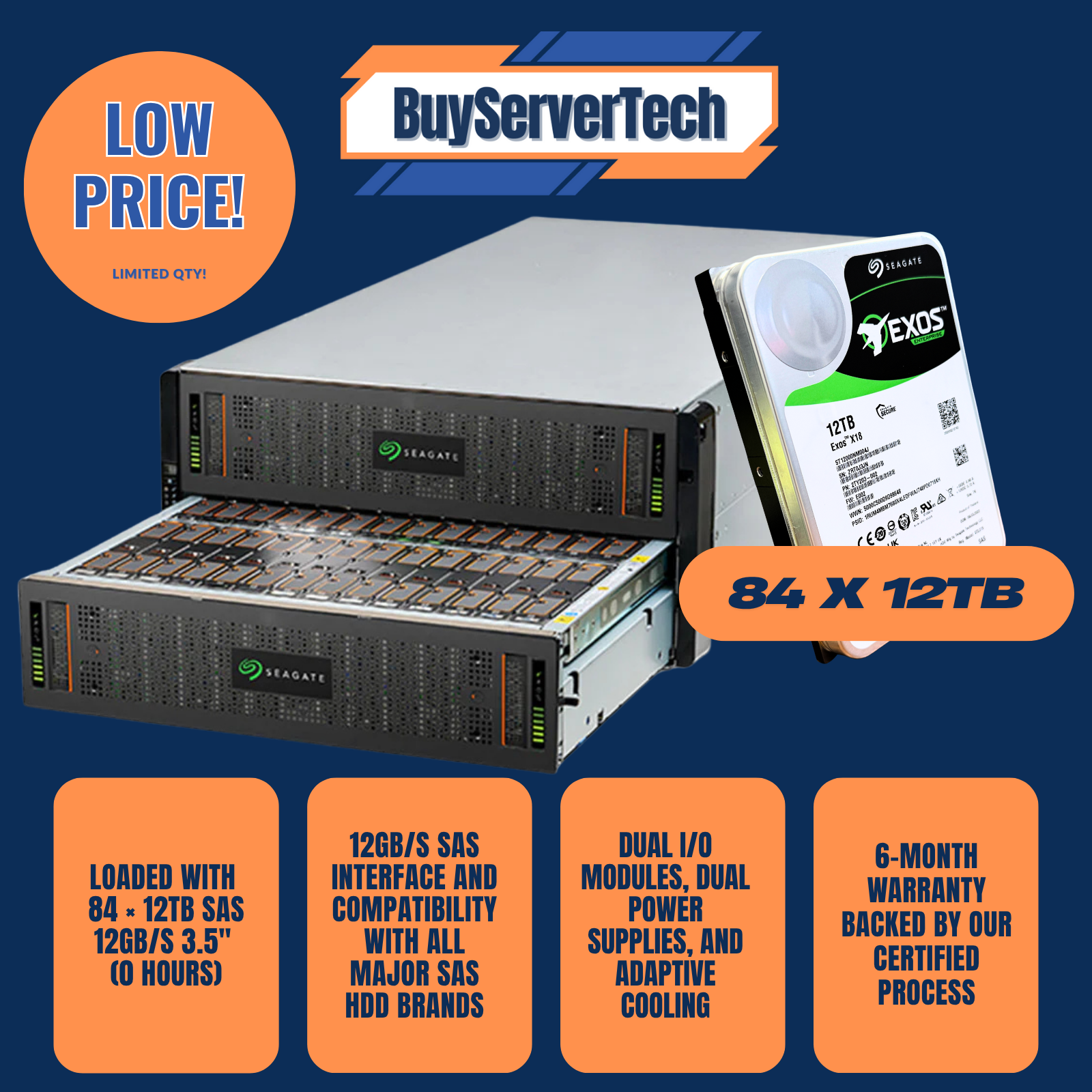 Seagate Exos E 5U84 JBOD – Fully Loaded 84-Bay Enclosure with 84× 12TB ...
