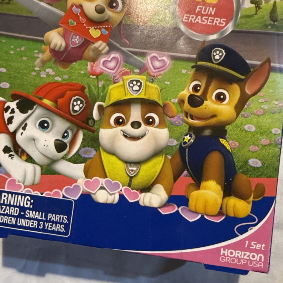 16 Valentine’s Day Cards Dog Paw Patrol Chase Blue erasers 2026 New ...