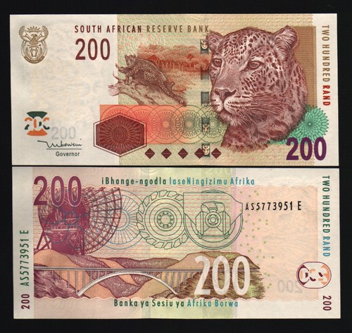 SOUTH AFRICA 200 RAND P132 2005 LEOPARD DISH ANTENNA UNC MONEY BILL ...