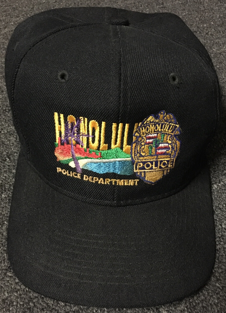 Vtg 80s Honolulu Police Department Hat Hawaii Beach Cop Surf Rainbow ...