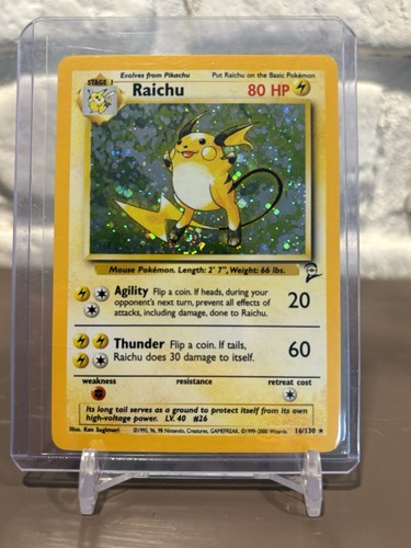 Pokémon TCG Raichu Base Set 2 16/130 Holo Unlimited Holo SWIRL | eBay