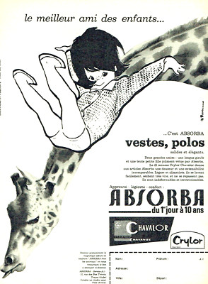 publicité Advertising 0123 1963 Absorba vetements enfants chavalor ...