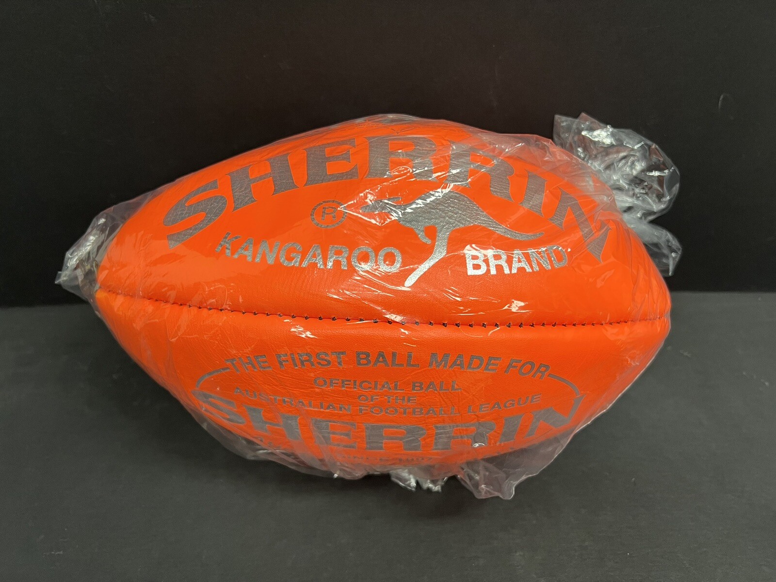 AFL SHERRIN KB KANGAROO BRAND ORANGE AUSTRALIAN MADE LEATHER GAME BALL ...