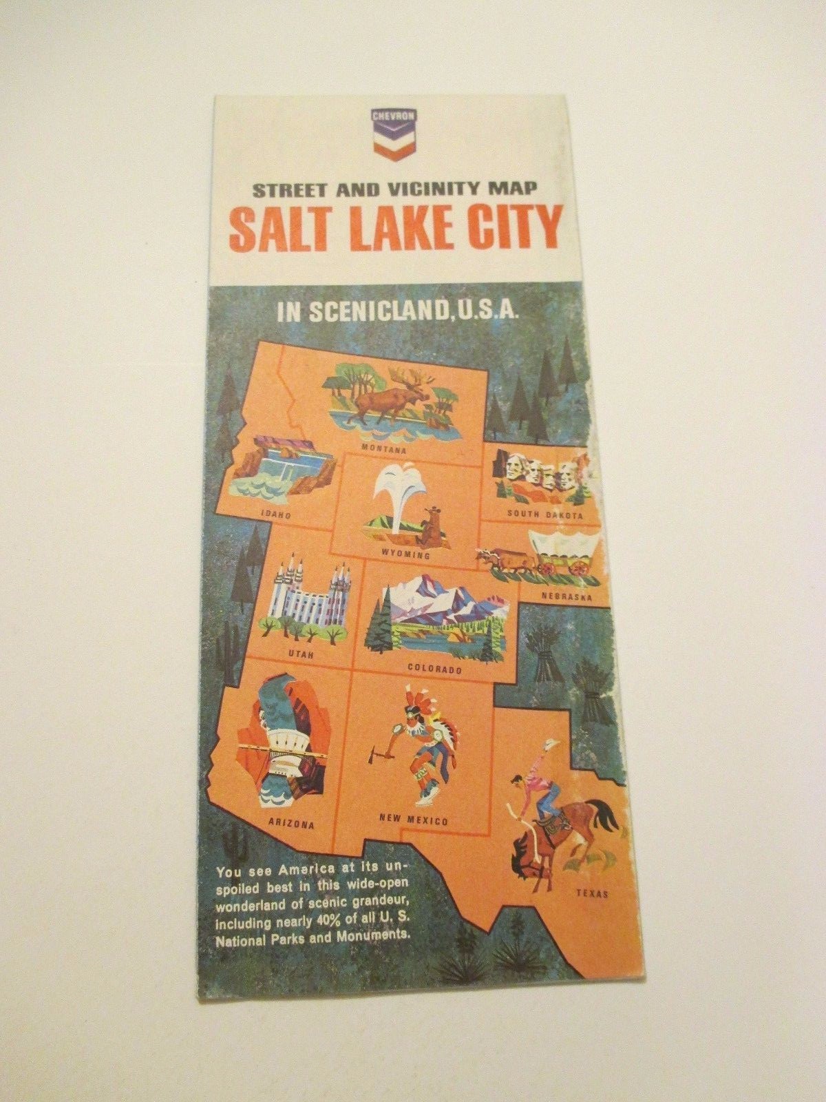 Vintage 1966 CHEVRON Salt Lake City Utah Oil Gas Service Station Road ...