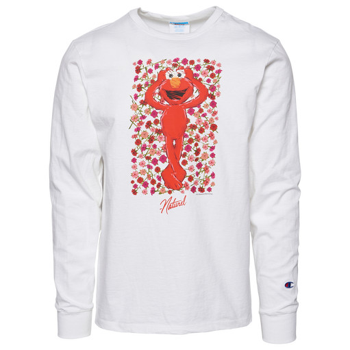 Champion Sesame Street Elmo Long Sleeve T-Shirt White C20313-012 Men's NWT