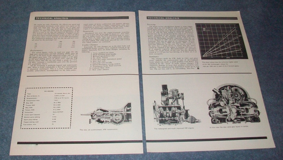 1961 Volkswagen 1200cc Engines Vintage Info Article "The New VW Engine ...