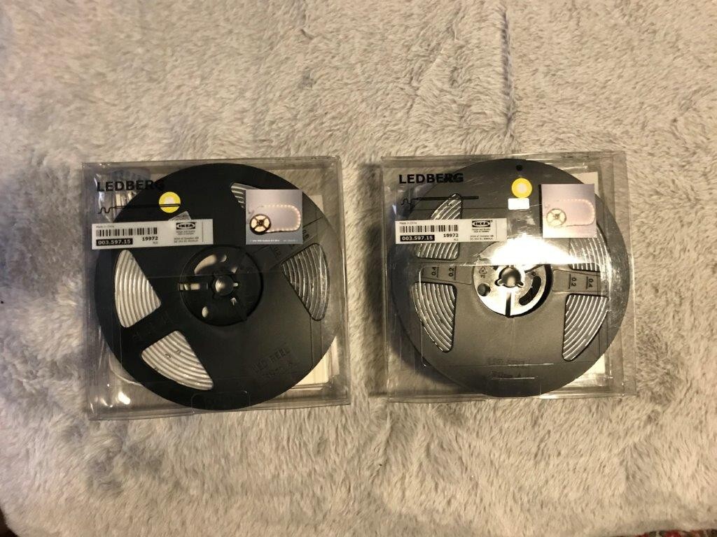 IKEA LEDBERG LED "SET OF 2" WHITE FLEXIBLE 197" LIGHT STRIPS #003.59715 ...