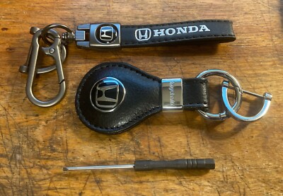 Two Honda Keychain Straps with Key & Fob Ring Black Key Chain NEW | eBay
