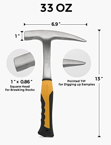 INCLY Rock hounding Geology Hammer Tool 32oz Rock Pick Hammer 3 PCS ...