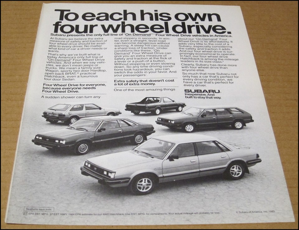 1983 Subaru Cars Print Ad Automobile Advertisement Vintage Hatchback ...