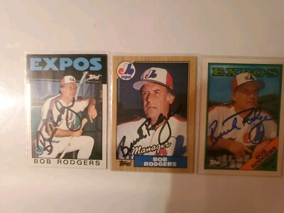 Bob Rodgers Autographed Baseball Card Lot ( 3 ) ALL HAND SIGNED NM-MT ...