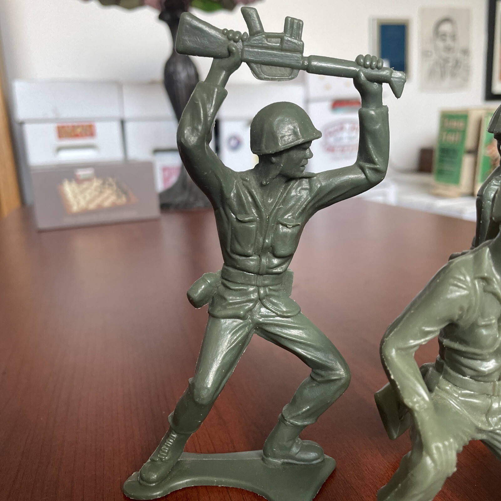 3 Vintage Tim Mee Toys -Large Toy Soldiers- 5 inch Green Army Men- See ...