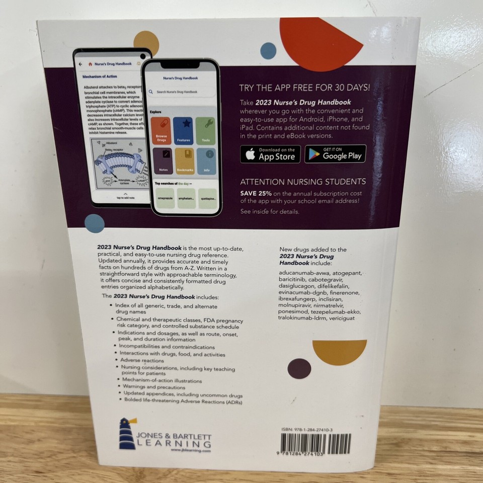 2023 Nurse's Drug Handbook by Jones & Jones & Bartlett Learning BRAND ...