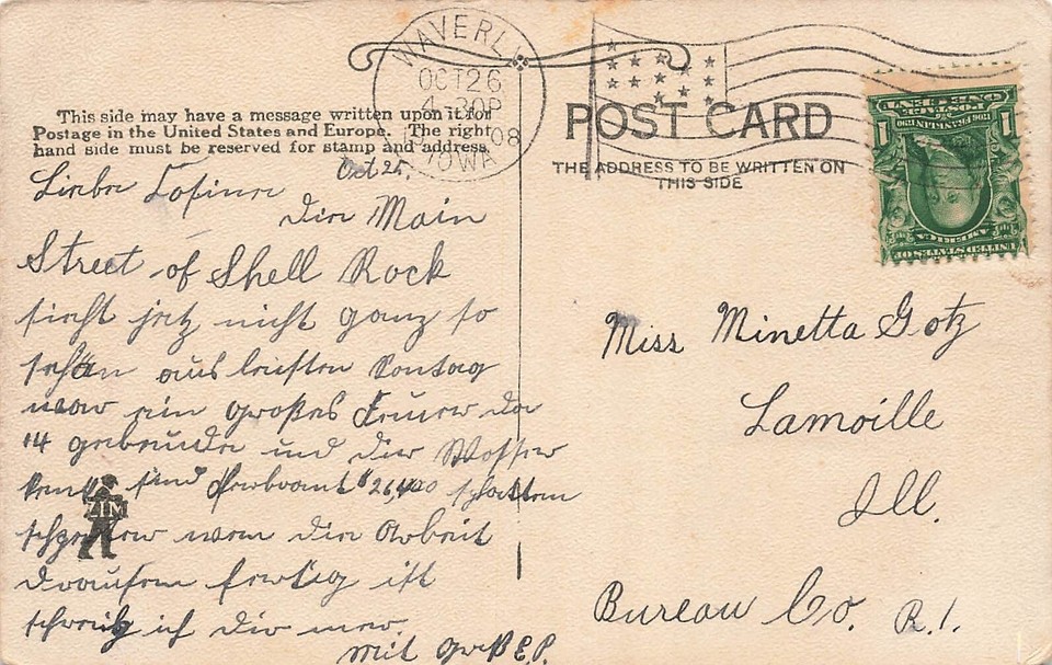 Shell Rock Iowa Main Street 1908 Postcard LP04 | eBay