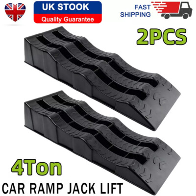2X Heavy Duty 4 Ton 3 Step Plastic Car Ramp Lifting Ramps Home Garage ...