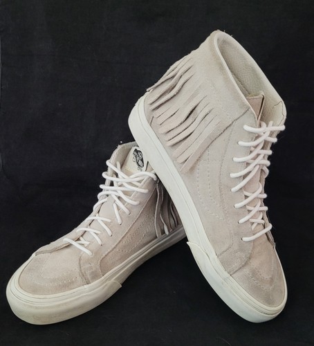 Vans Off The Wall Sk8 Gray Hi Moccasin Fringe Skater Shoes Sneakers ...
