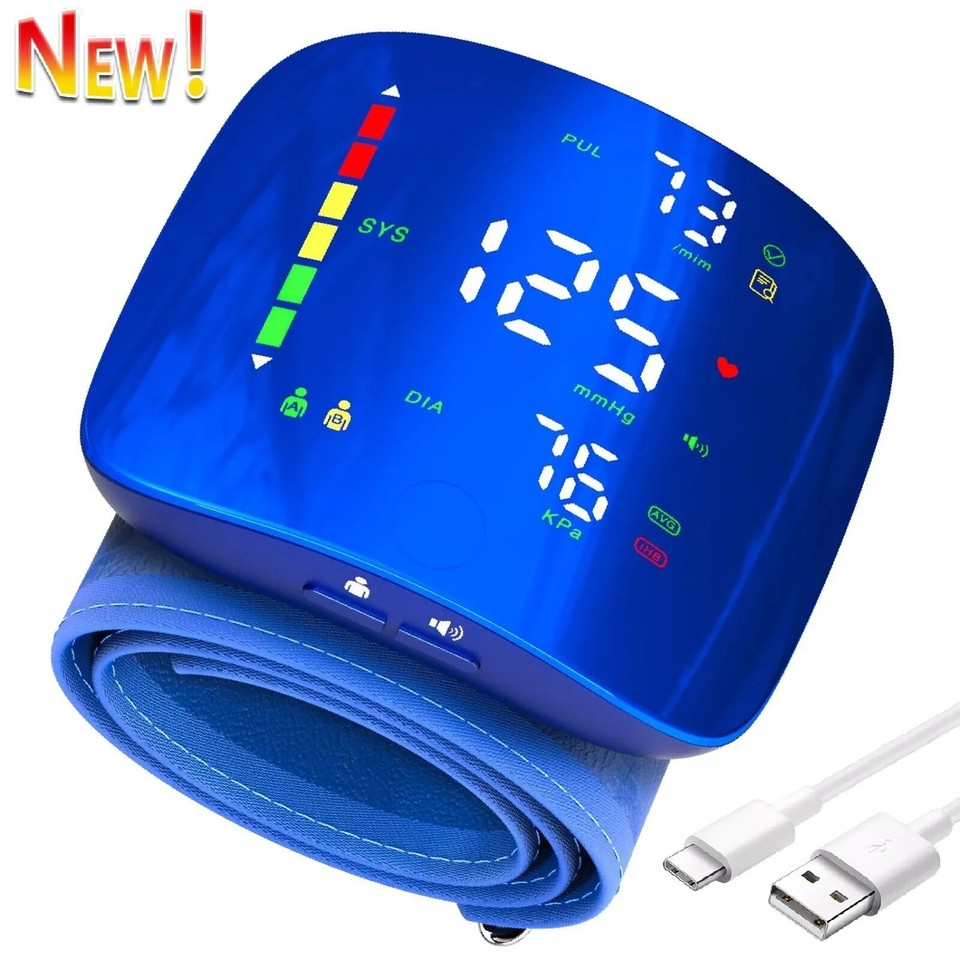 Digital Wrist Blood Pressure Monitor BP Machine Cuff LED/ LCD Heart ...