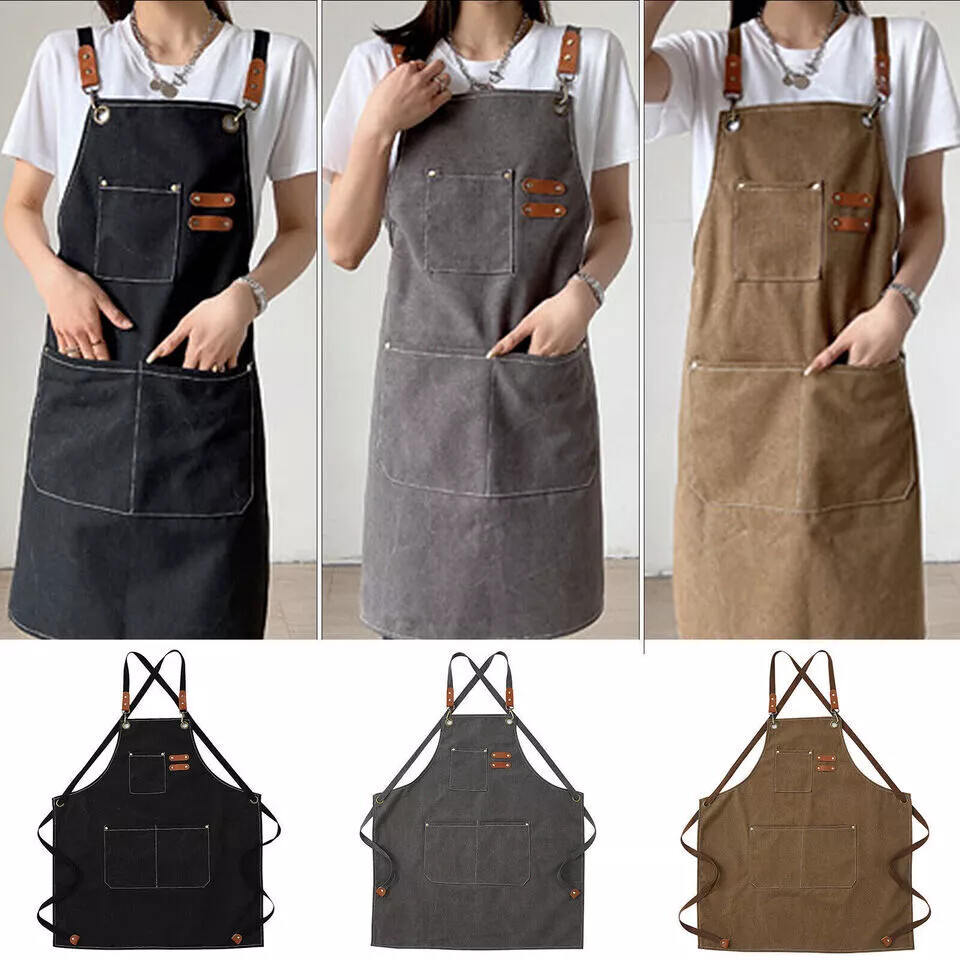 Heavy Duty Work Shop Apron with Pockets Men Women Waterproof Canvas ...