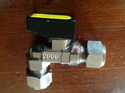 4 x 8mm GAS LEVER STOP VALVES COMPRESSION ISOLATION ELBOW BENT TAP SHUT ...