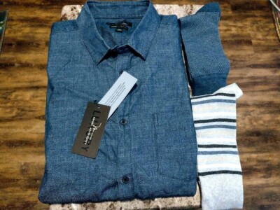 MARC ANTHONY Shirt Men's S/S Blue Chambray Style - SZ XXL w/Socks!! | eBay