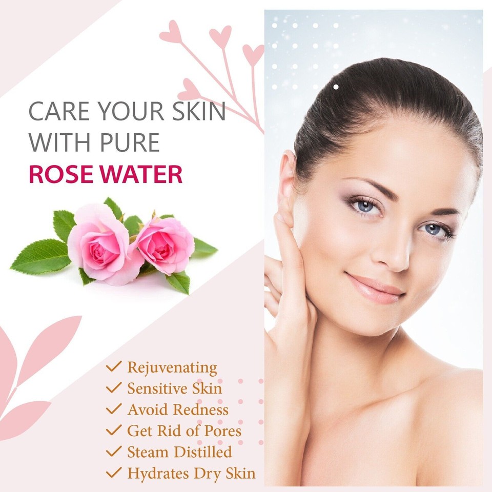 Rose Water Toner 100% Pure Natural Rose Water Skin Face Nail ...