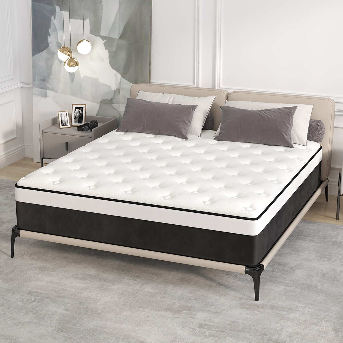 12" 14" Hybrid Mattress Memory Foam Spring Twin Full Queen King Bed in ...