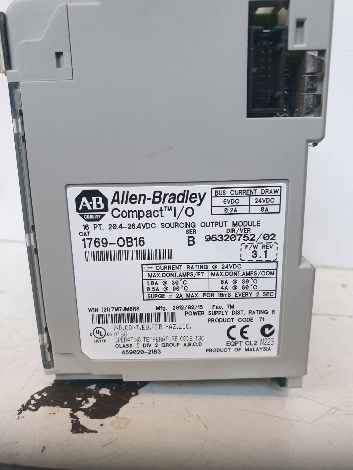 Allen Bradley 1769-OB16 Ser B Compact I/O 16-P 24VDC Sourcing Output ...