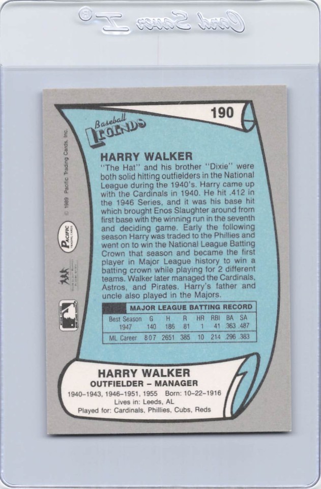1989 Pacific #190 Harry Walker Astros Signed Auto *J9801 | eBay