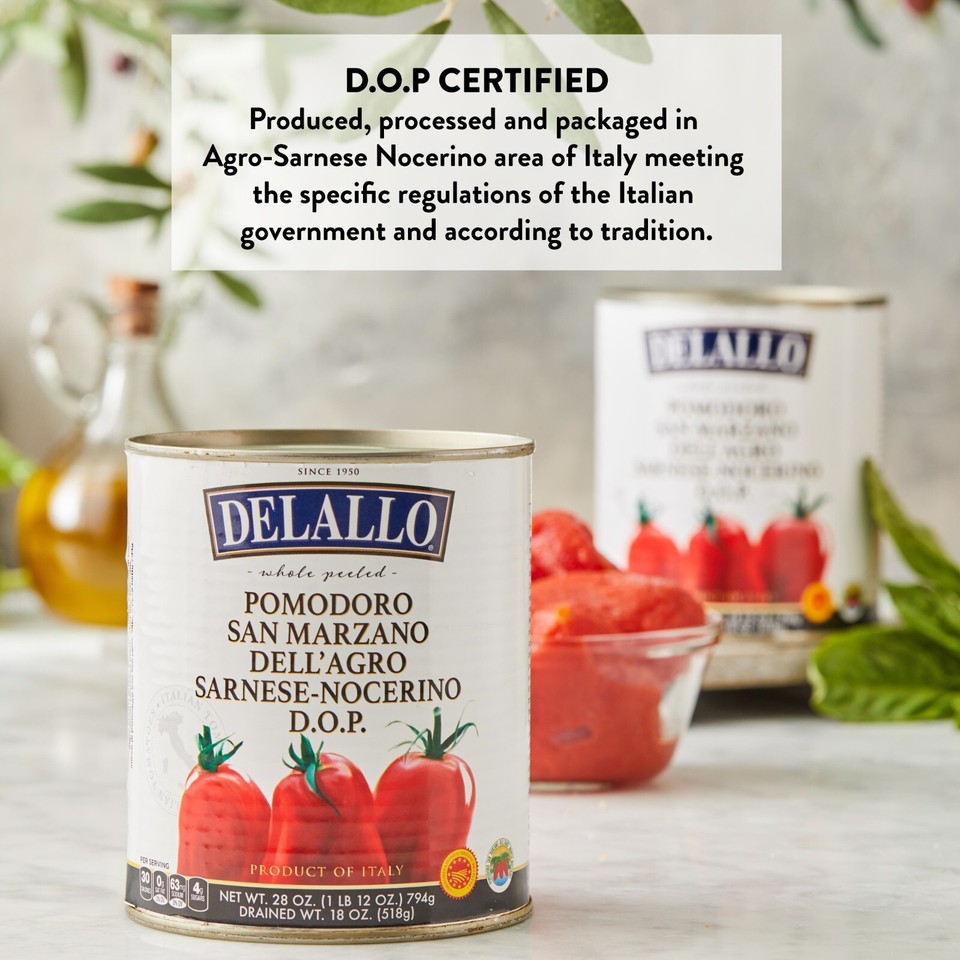 DaLallo DOP San Marzano Tomatoes, 28 oz Can, Non-GMO, Grown in Italy (6 ...