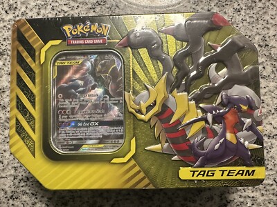 2019 Pokemon Tin Garchomp and Giratina GX Tag Team 4 Booster Packs ...
