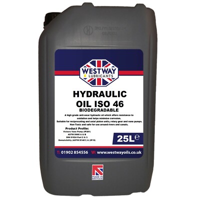 Biodegradable Hydraulic Oil ISO 46 Fluid 25L 25 Litres Bio Oil VG46 ...